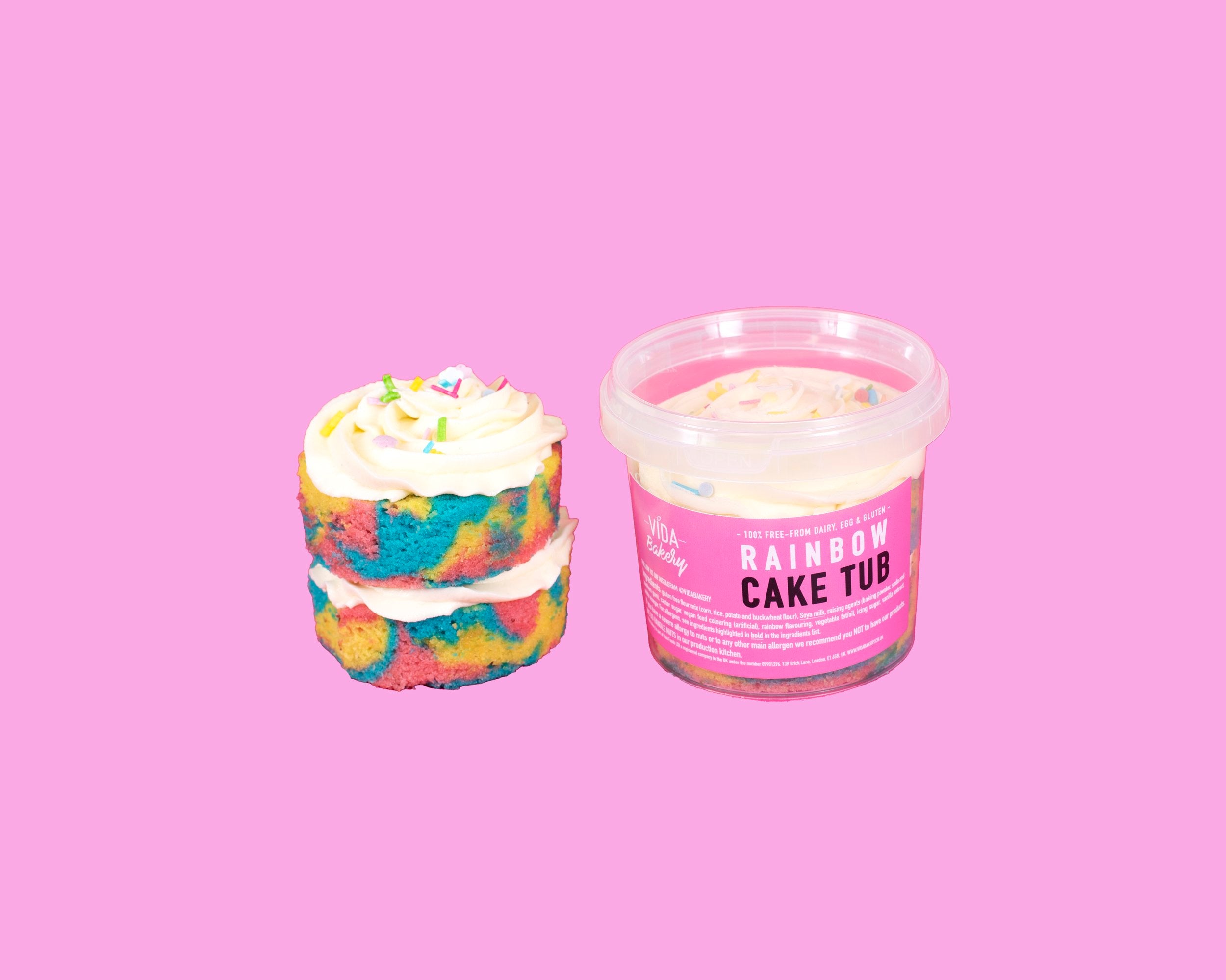 Rainbow Vanilla Cake Tub | Gluten-Free & Dairy-Free | UK Delivery ...